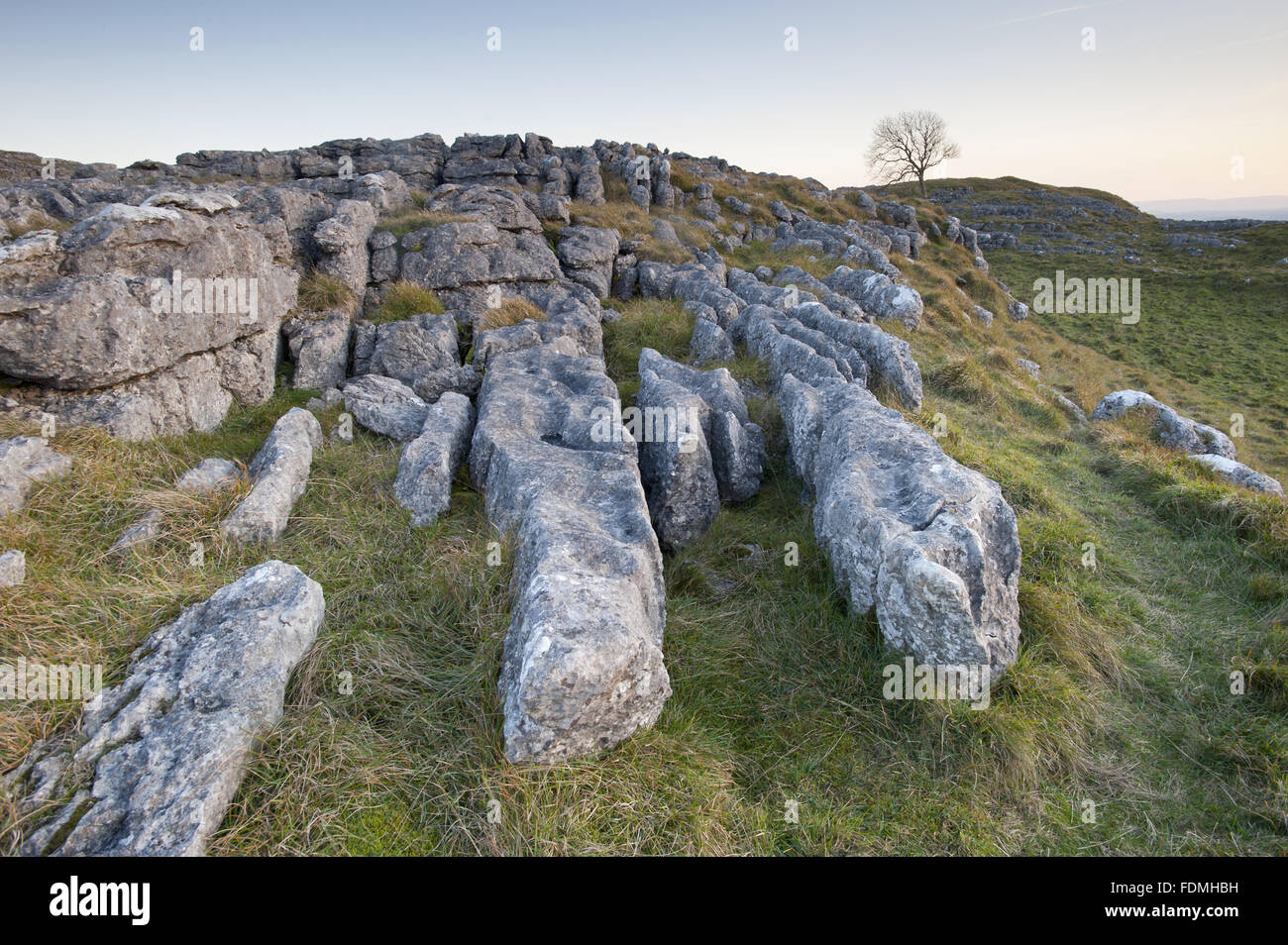 Limestone escarpment between Malham Tarn and Malham Cove, Yorkshire ...