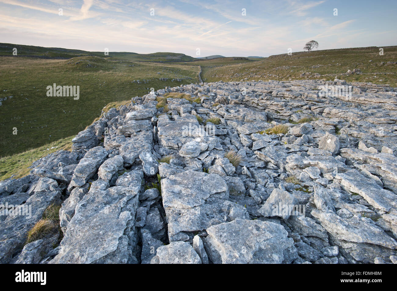 Limestone escarpment between Malham Tarn and Malham Cove, Yorkshire ...