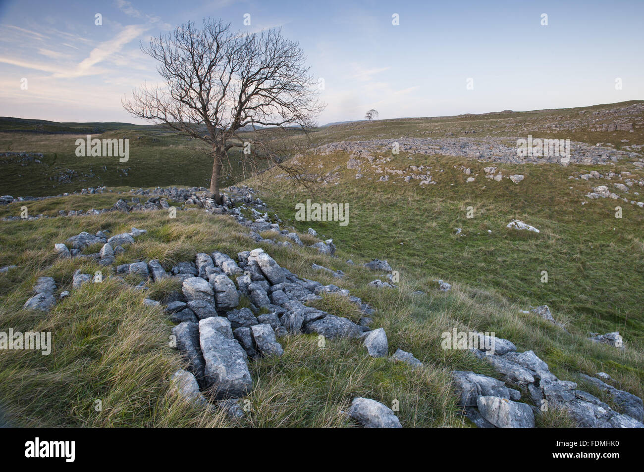 Limestone escarpment between Malham Tarn and Malham Cove, Yorkshire ...