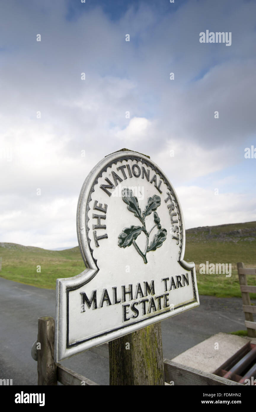 National Trust omega sign for the Malham Tarn Estate, North Yorkshire ...