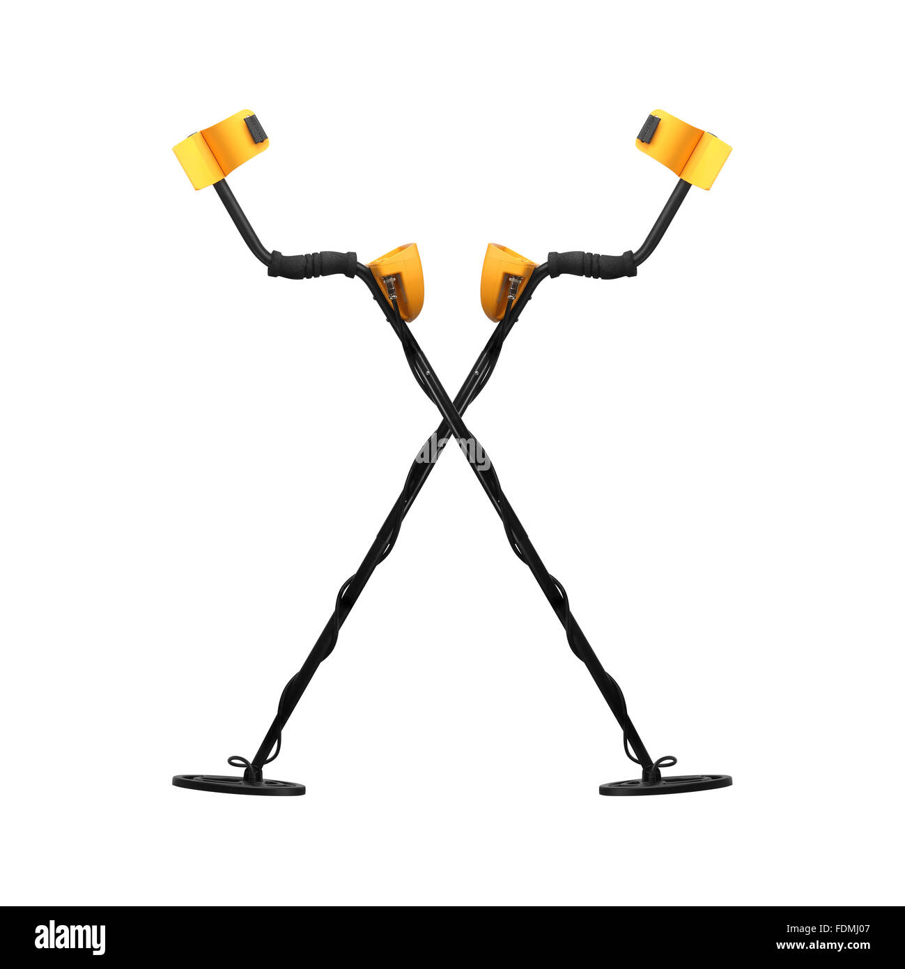 Two Metal detector crossed closeup on a white background Stock Photo ...