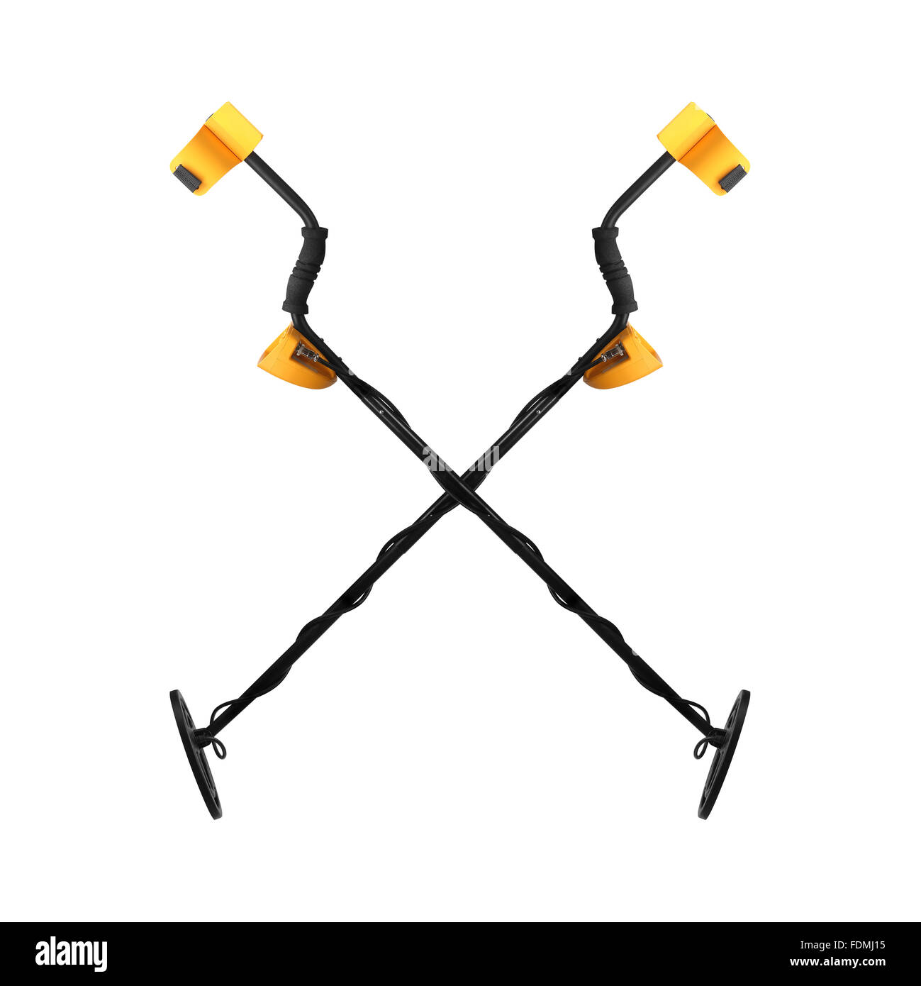 Two Metal detector crossed closeup on a white background Stock Photo ...