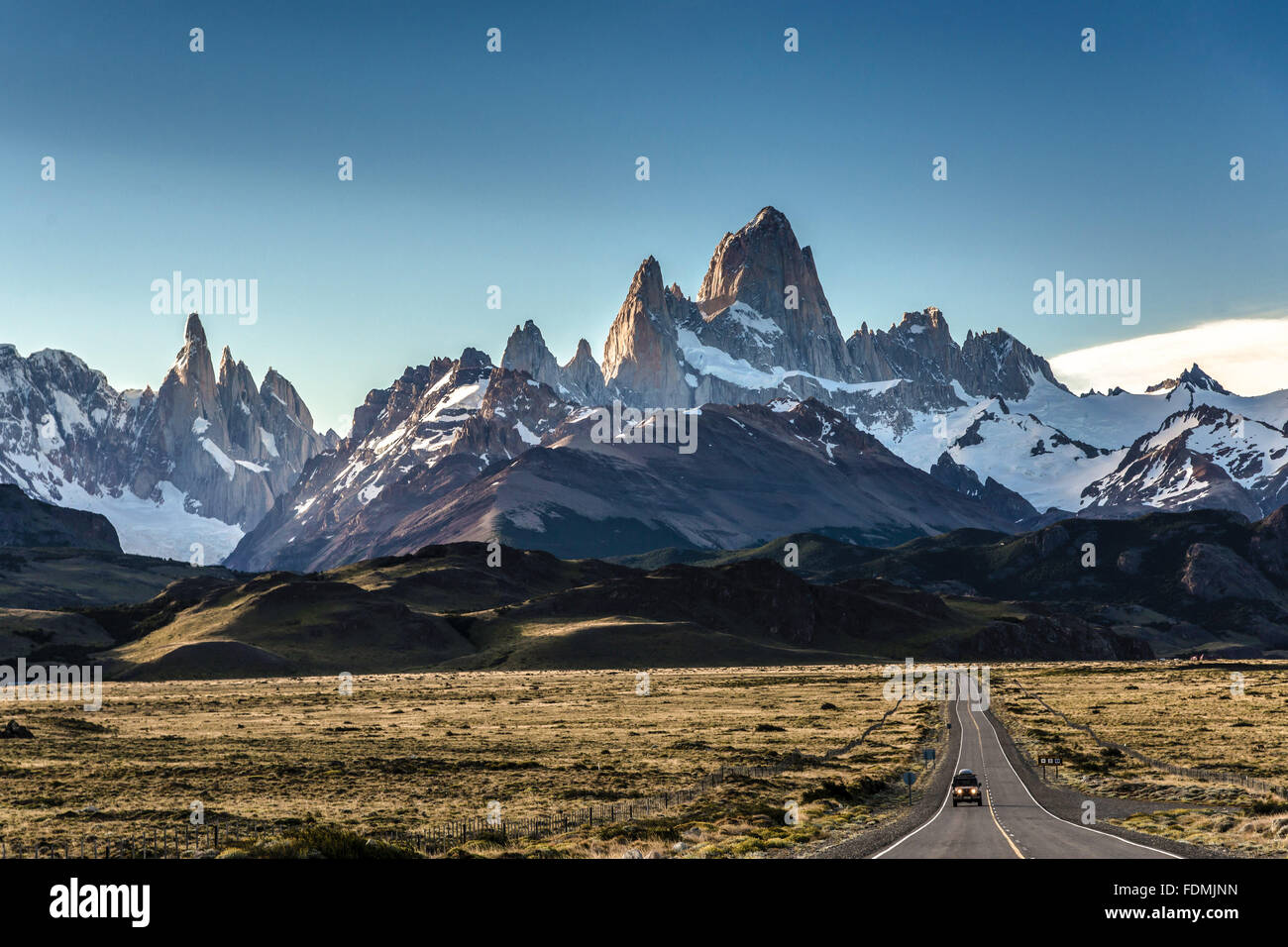 National Route 40 overlooking Monte Fitz Roy also known as the bottom ...