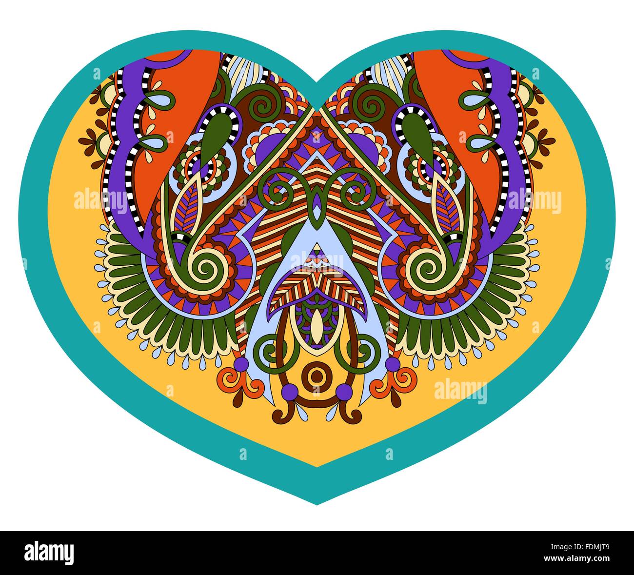 lace heart shape with ethnic floral paisley design for Valentine Stock ...