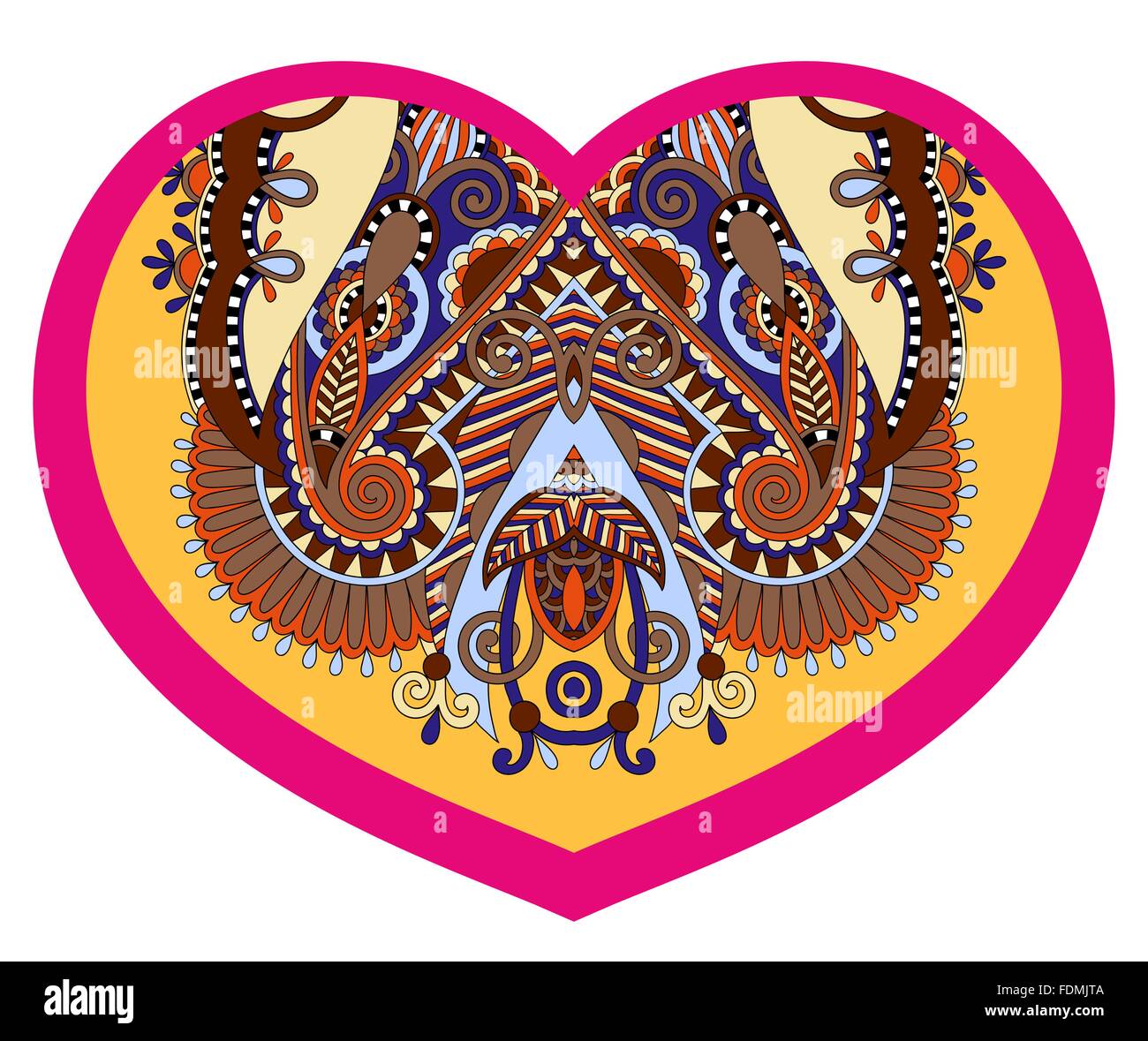 lace heart shape with ethnic floral paisley design for Valentine Stock ...