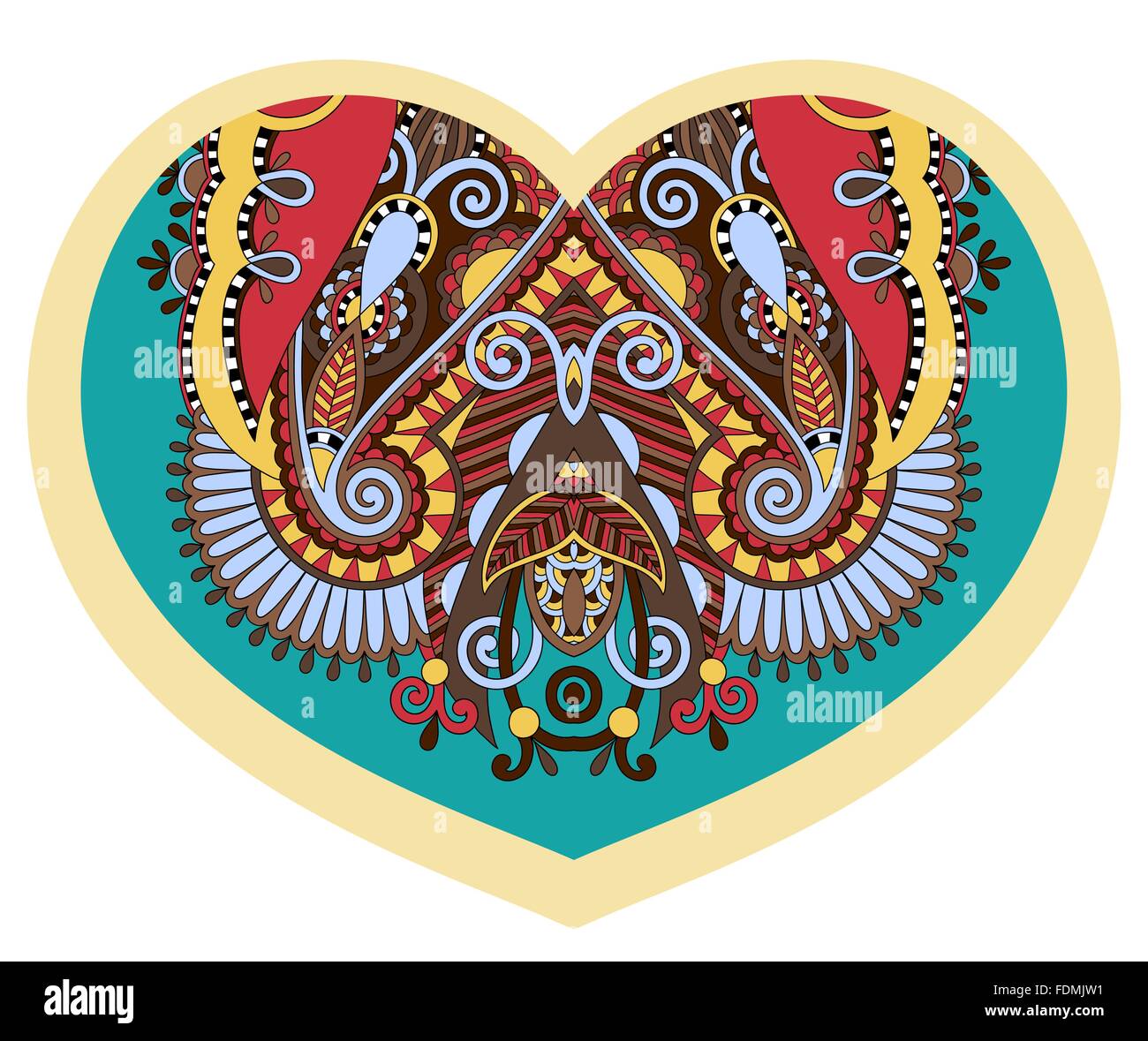 lace heart shape with ethnic floral paisley design for Valentine Stock ...