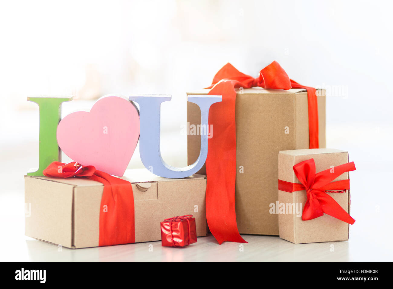 Gift boxes with I love you Stock Photo - Alamy