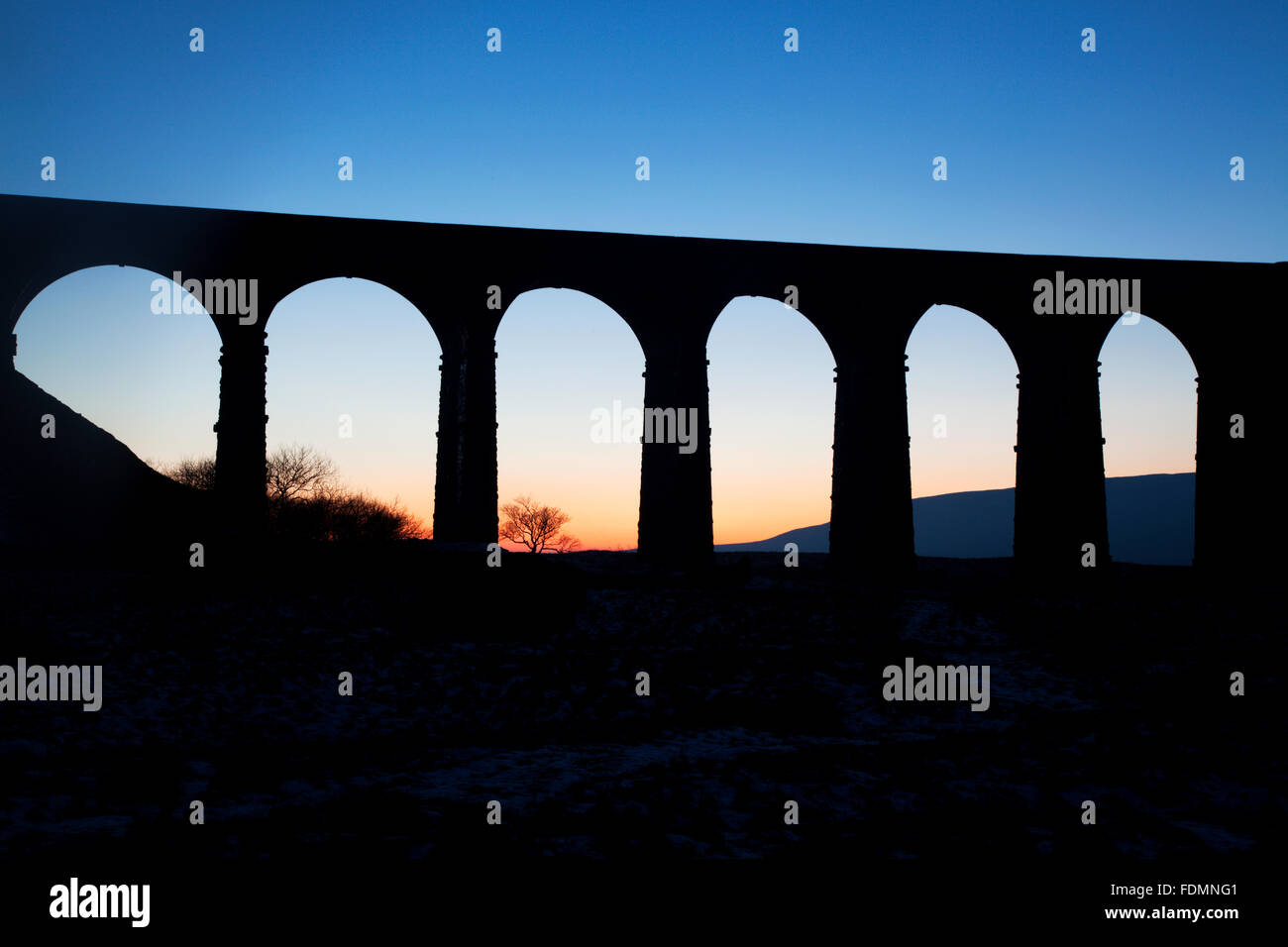 Arches of the Ribblehead Viaduct at Dusk Ribblehead Yorkshire Dales ...