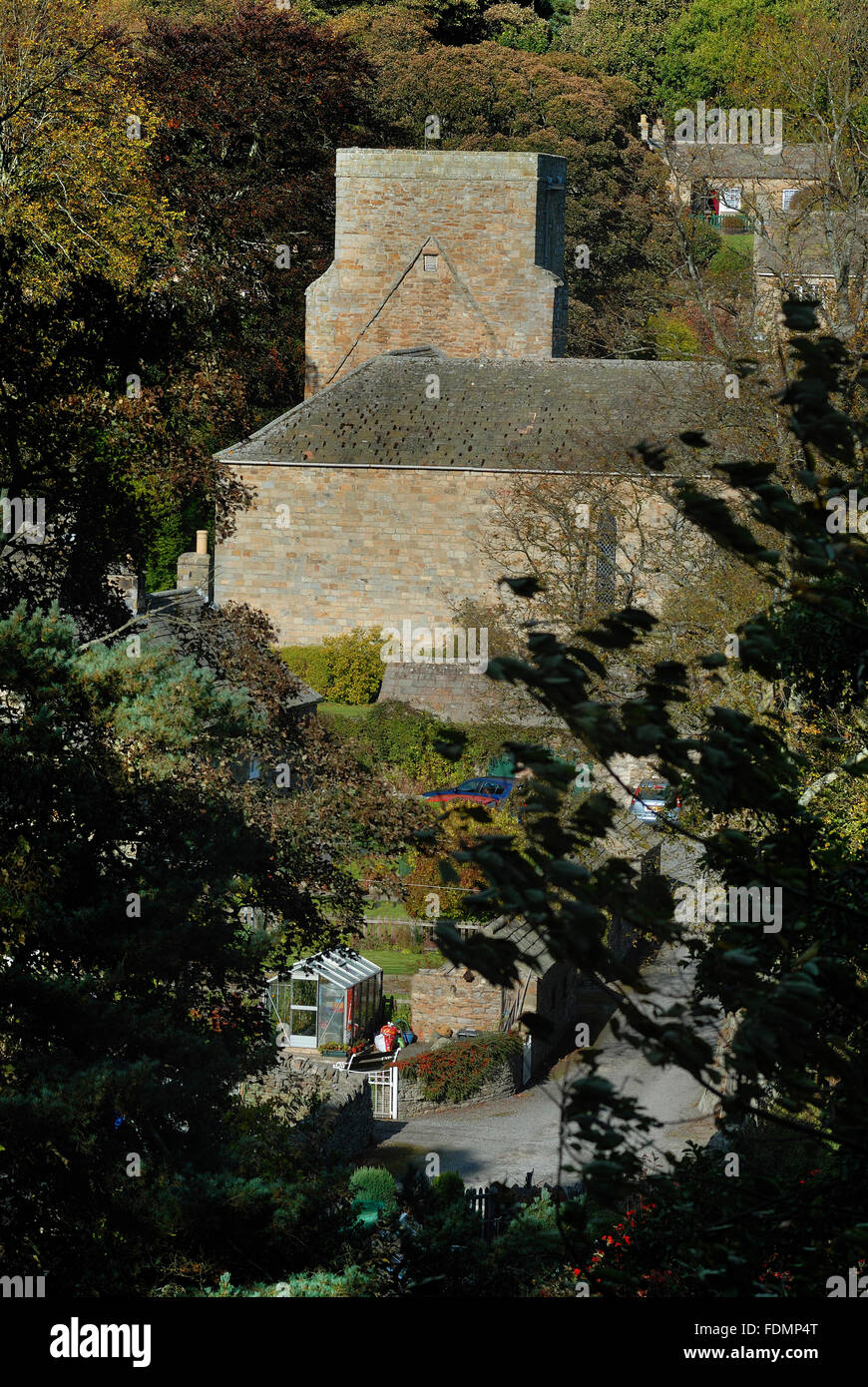 Gable end and chimney stack, Blanchland, Northumberland Stock Photo - Alamy