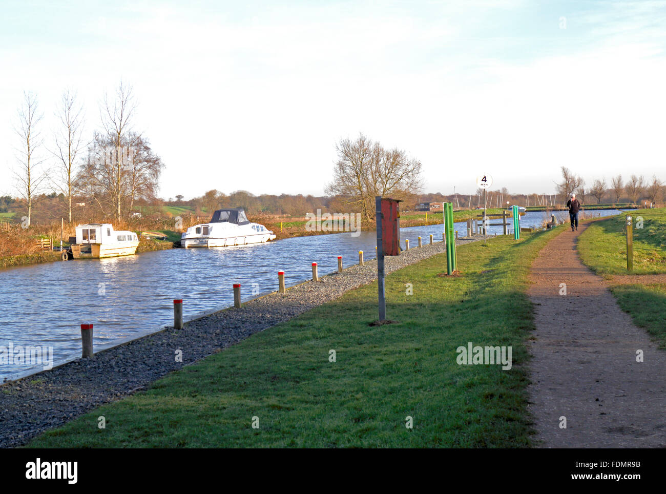 A view of the Angles Way long distance path by the River Waveney ...