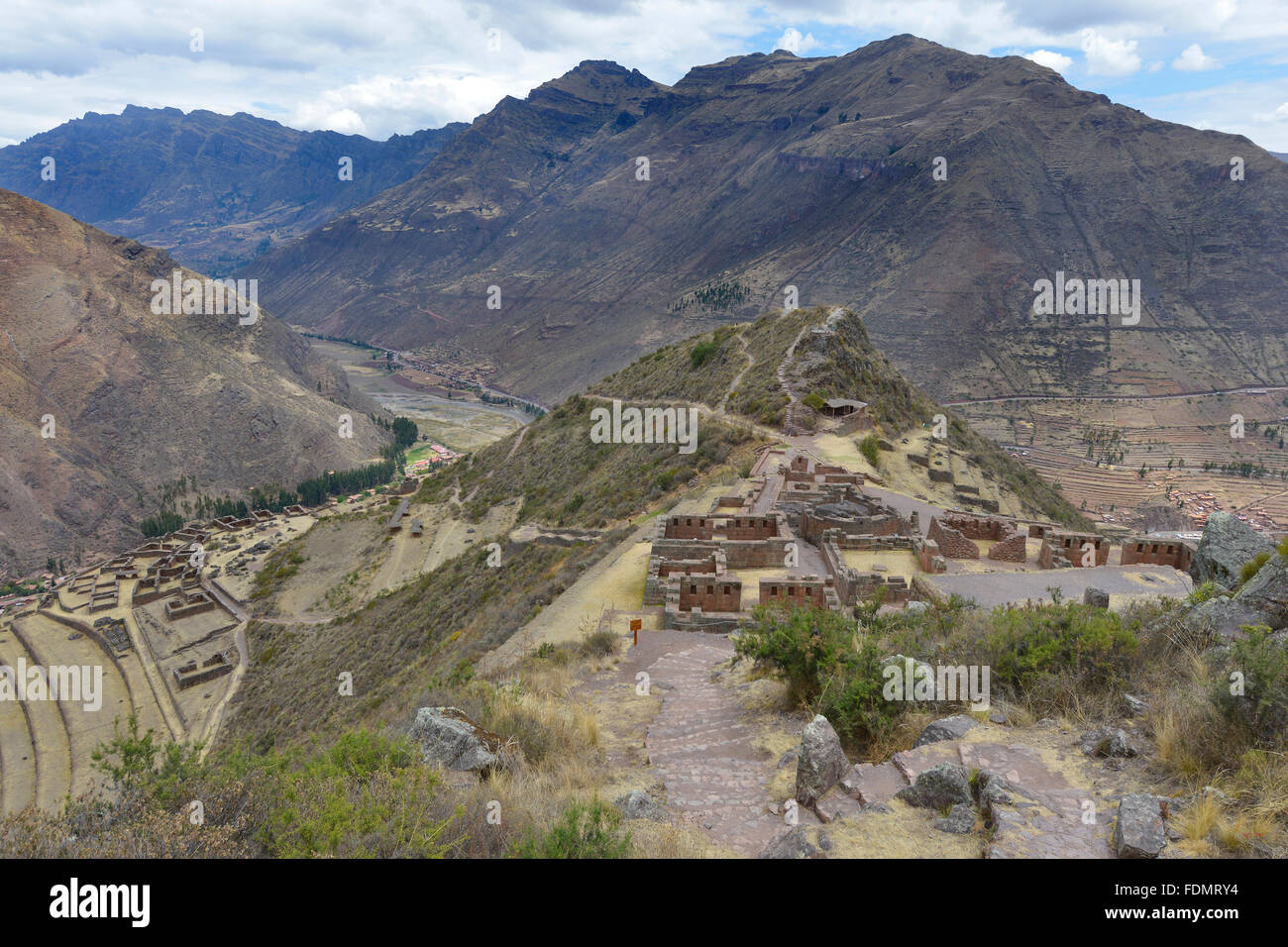 Inca's ruins in Pisac village, Sacred Valley of Incas, Peru Stock Photo ...