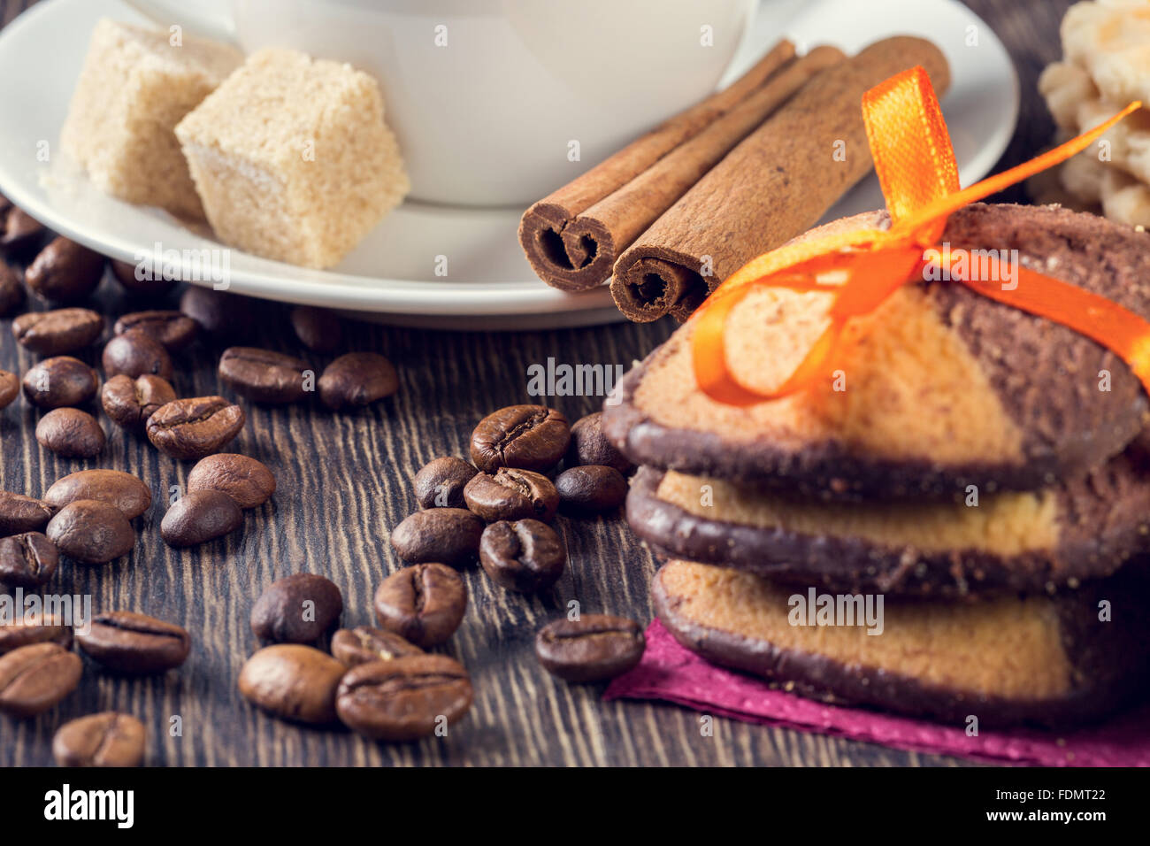 Assorted biscuits and sweets on table Stock Photo - Alamy