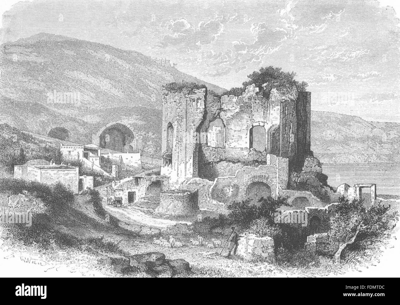 ITALY: Temple of Venus near Balae, antique print 1877 Stock Photo - Alamy