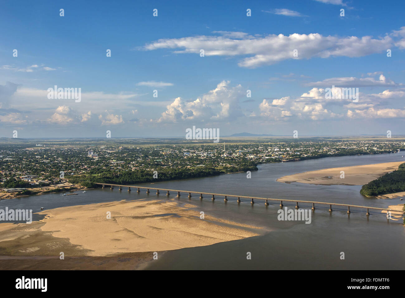 Aerial view of the Macuxis BR-401 Bridge over White River - drought ...