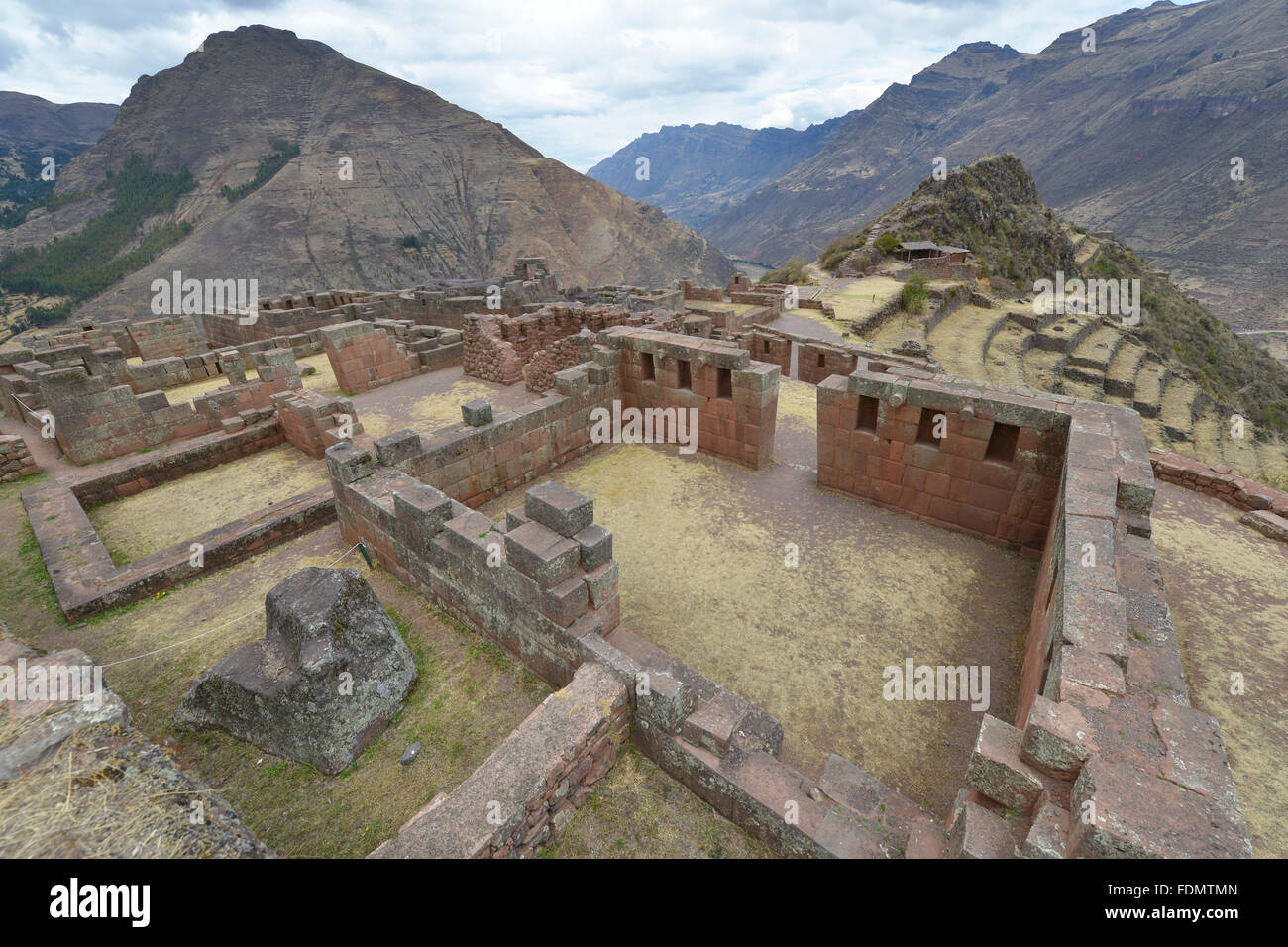 Inca's ruins in Pisac village, Sacred Valley of Incas, Peru Stock Photo ...