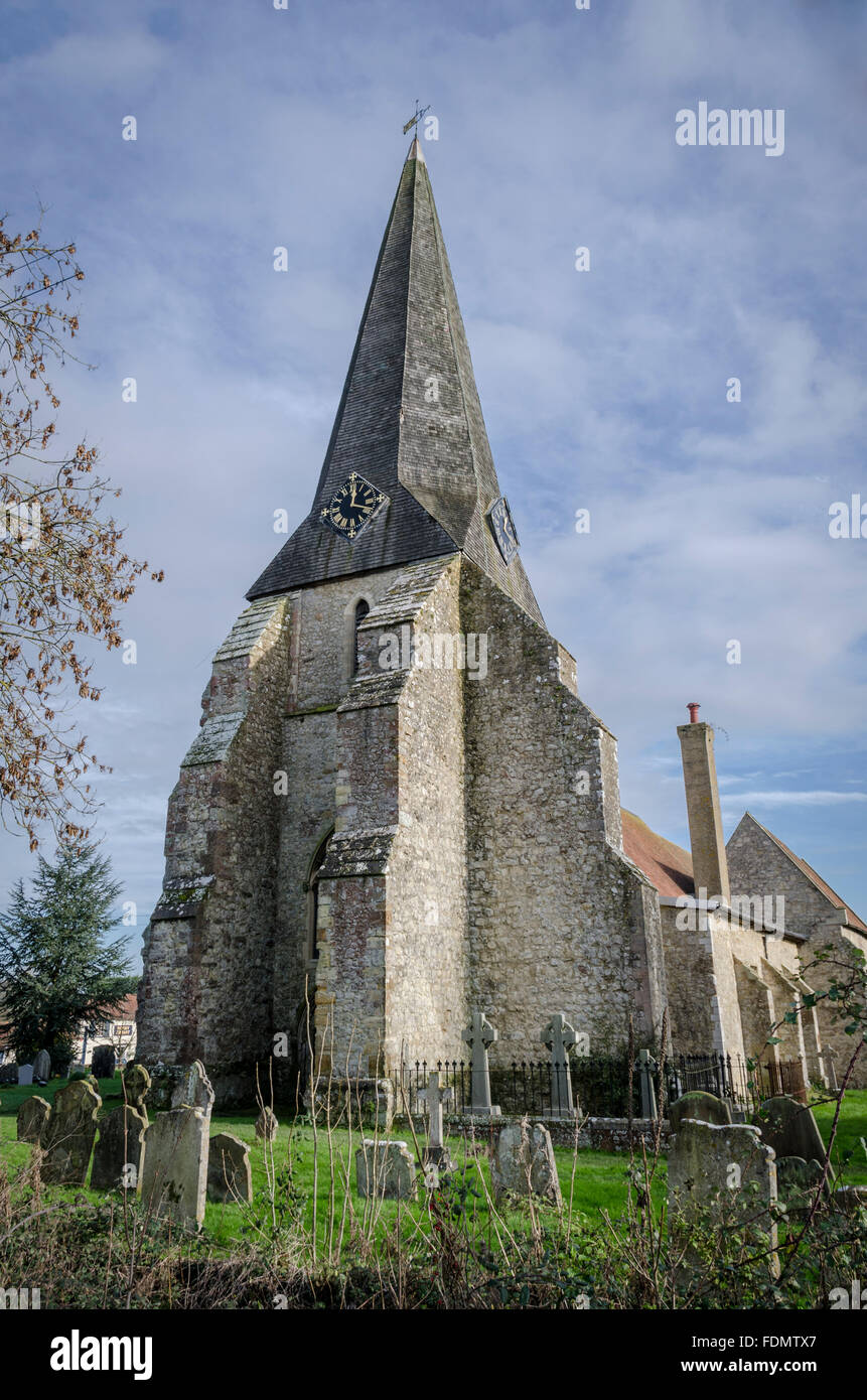 The church of All Saints in the village of Woodchurch, Kent, UK Stock ...