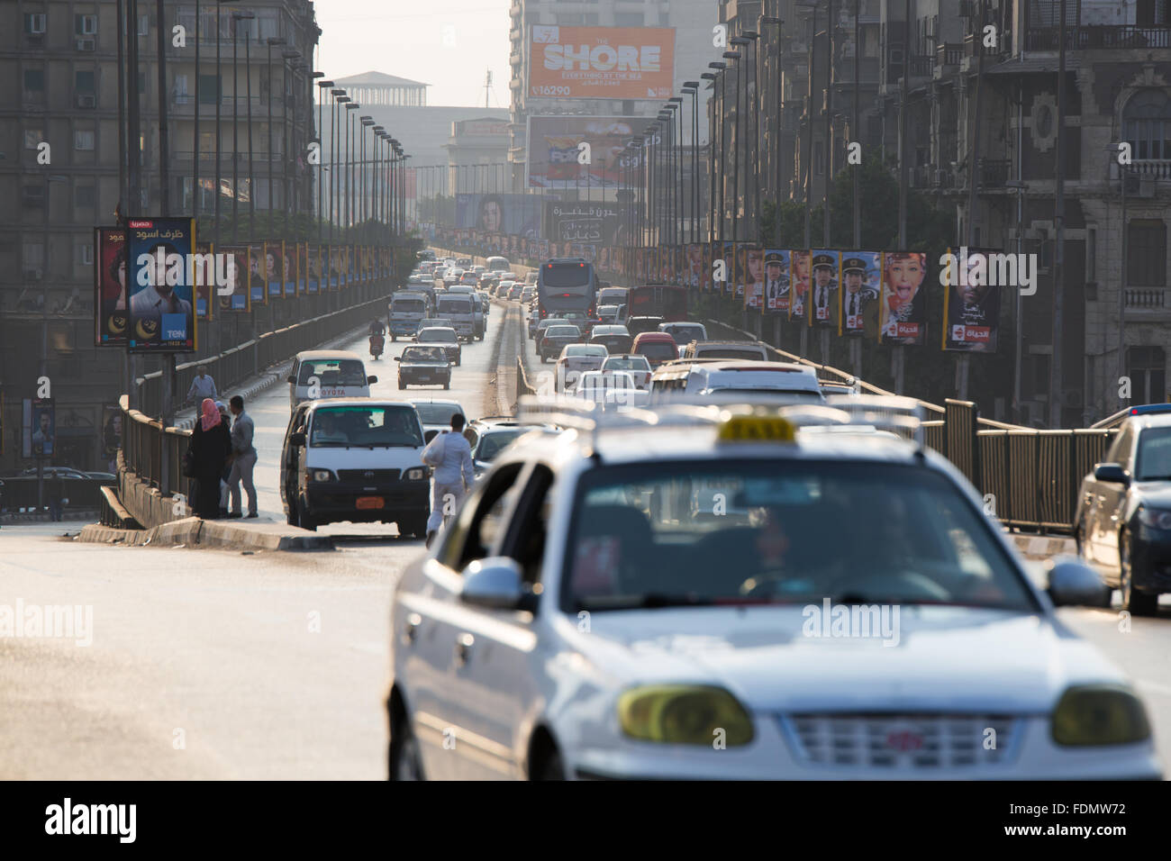 the 15th May bridge at rush hour, an overpass crossing the island of ...