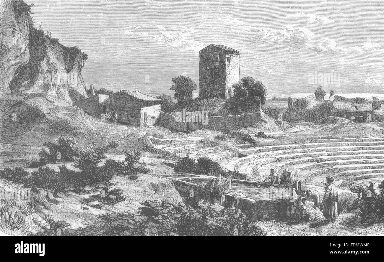 ITALY: Sicily: Ruins of the ancient theatre at Syracuse, antique print ...