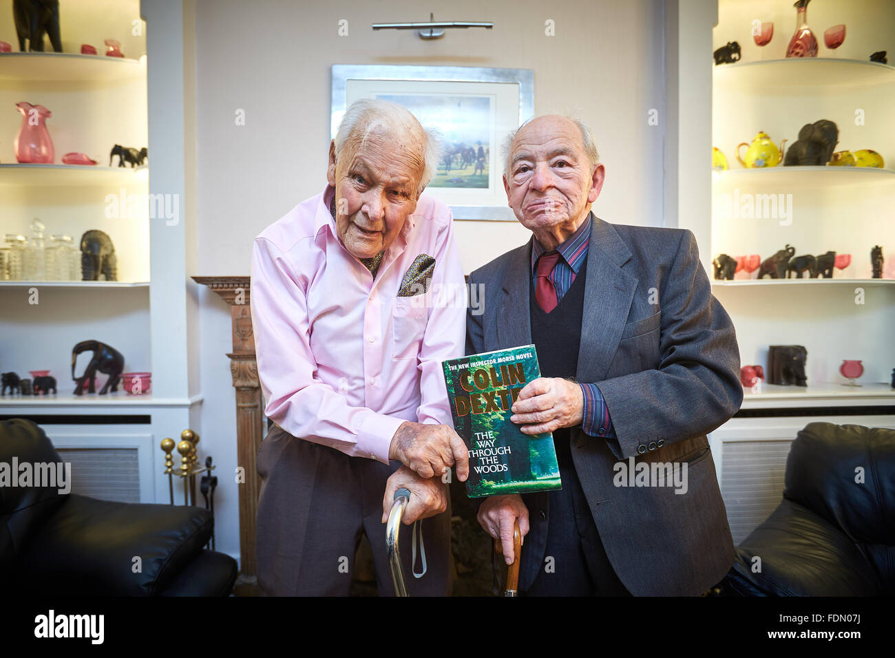 Colin Dexter (R), author of the Inspector Morse books, presents a ...