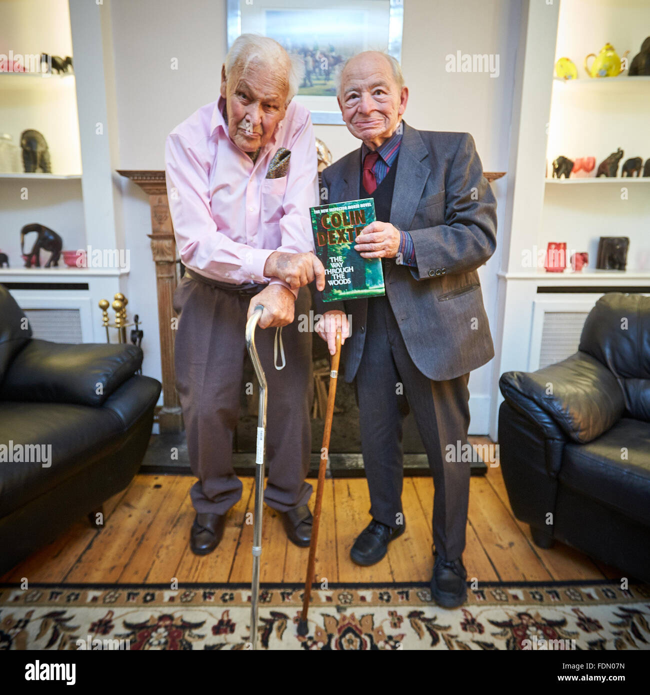 Colin Dexter (R), author of the Inspector Morse books, presents a ...