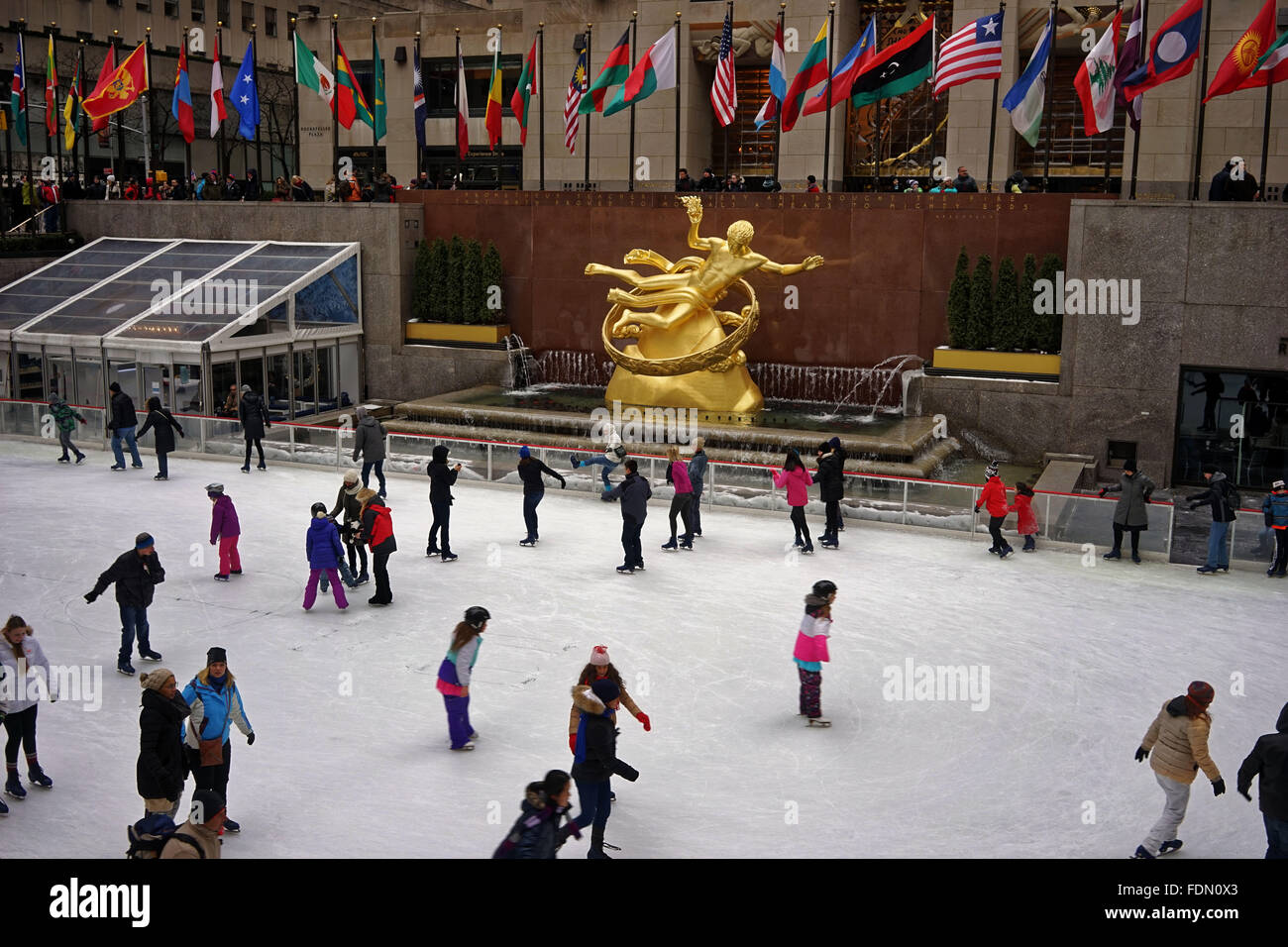 The ice skating rink at Rockefeller Center in Manhattan, New York City ...
