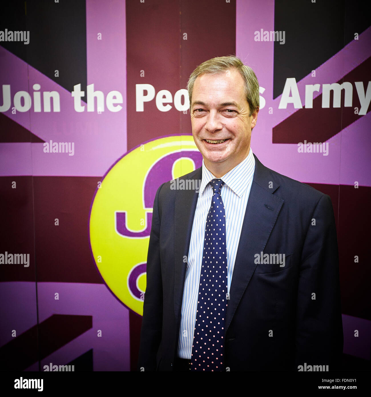 Party leader Nigel Farage pictured at the UKIP campaign headquarters in ...