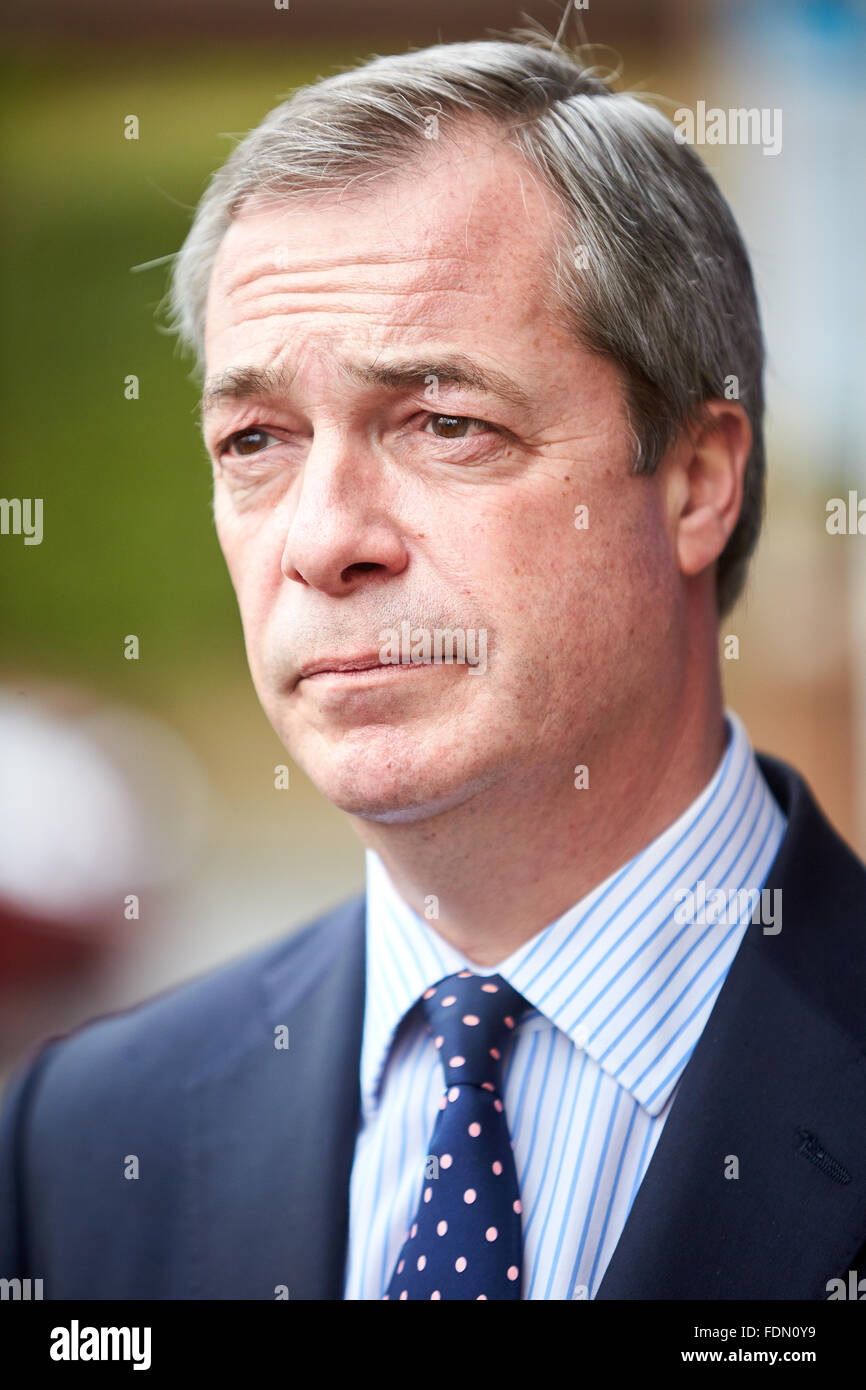 Party leader Nigel Farage pictured at the UKIP campaign headquarters in ...