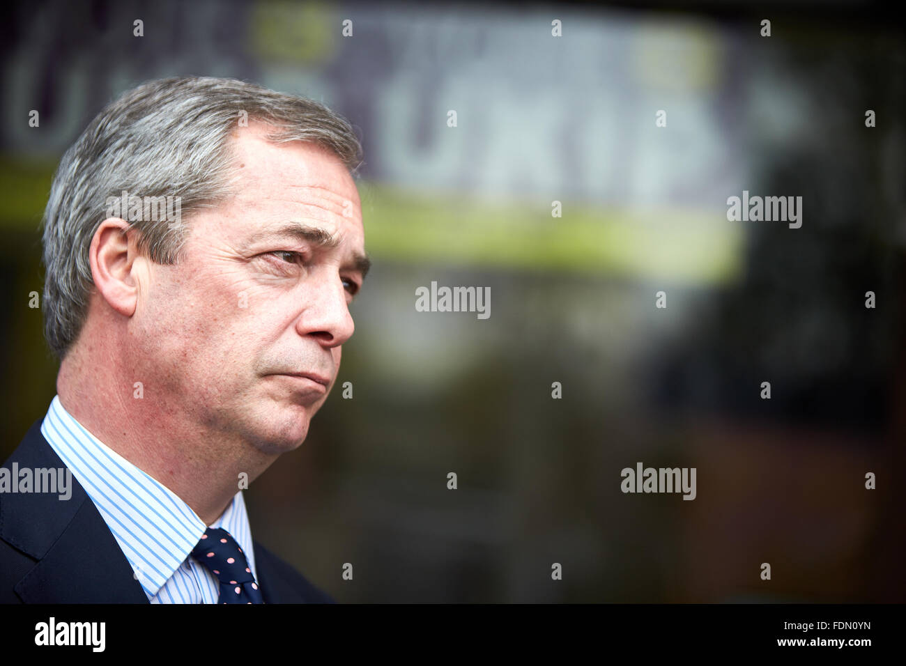 Party leader Nigel Farage pictured at the UKIP campaign headquarters in ...