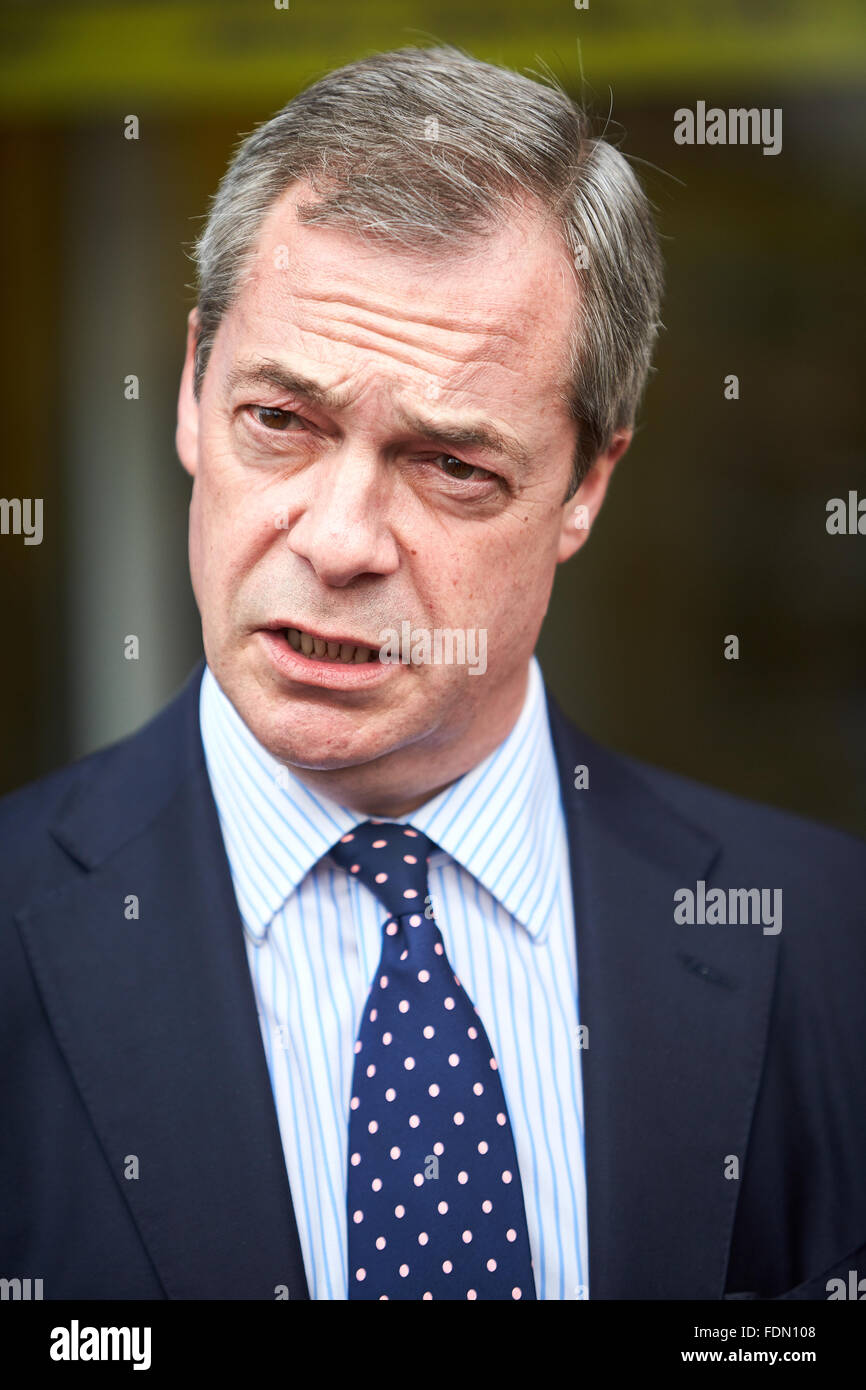Party leader Nigel Farage pictured at the UKIP campaign headquarters in ...