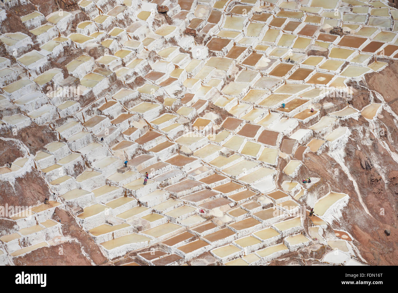 Salina de Maras, the traditional inca salt field in Maras near Cuzco in ...