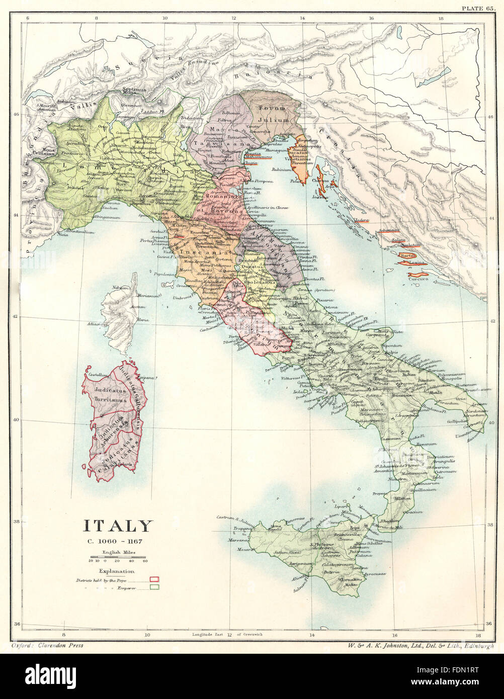ITALY: Italy C 1060- 1167, 1903 antique map Stock Photo - Alamy