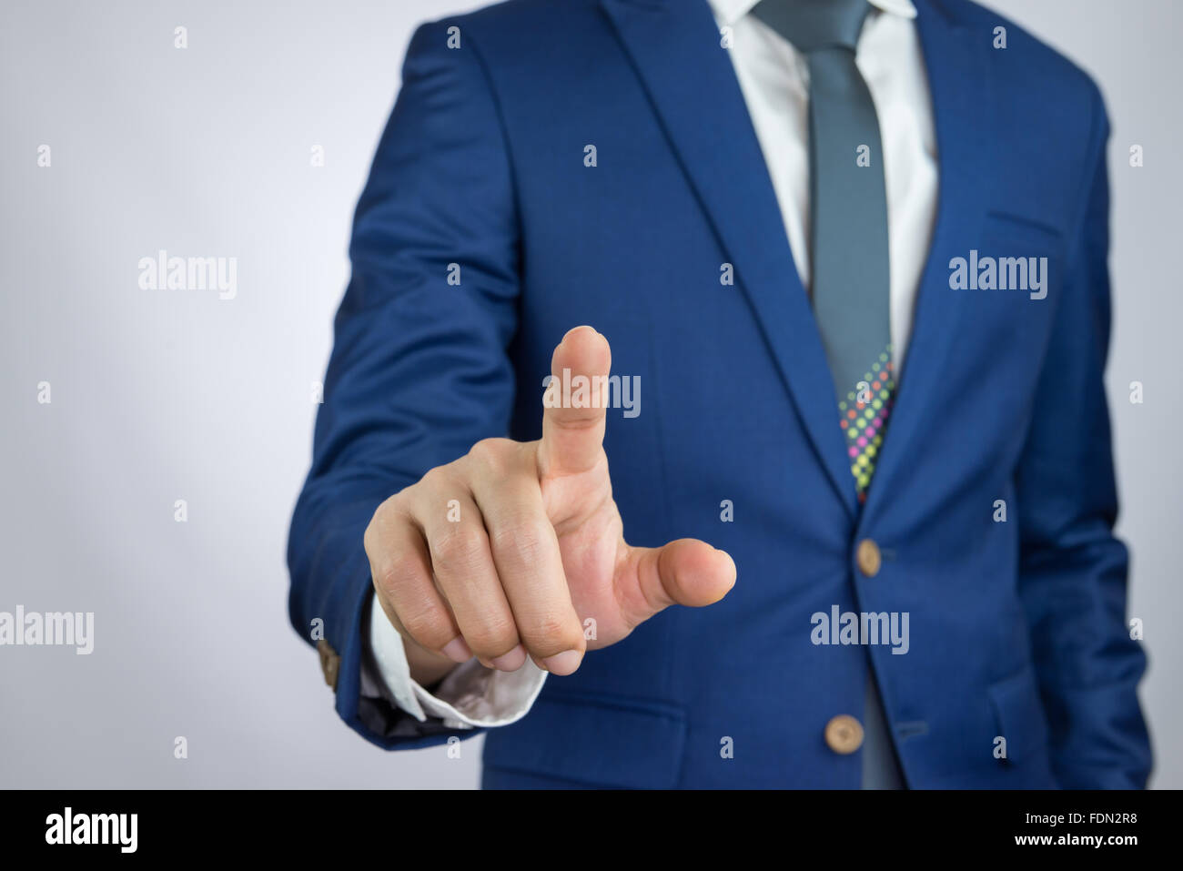 businessman pointing index finger, action of touch screen Stock Photo ...