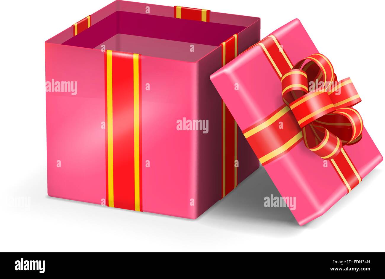 Pink gift box golden bow Stock Vector Images - Alamy