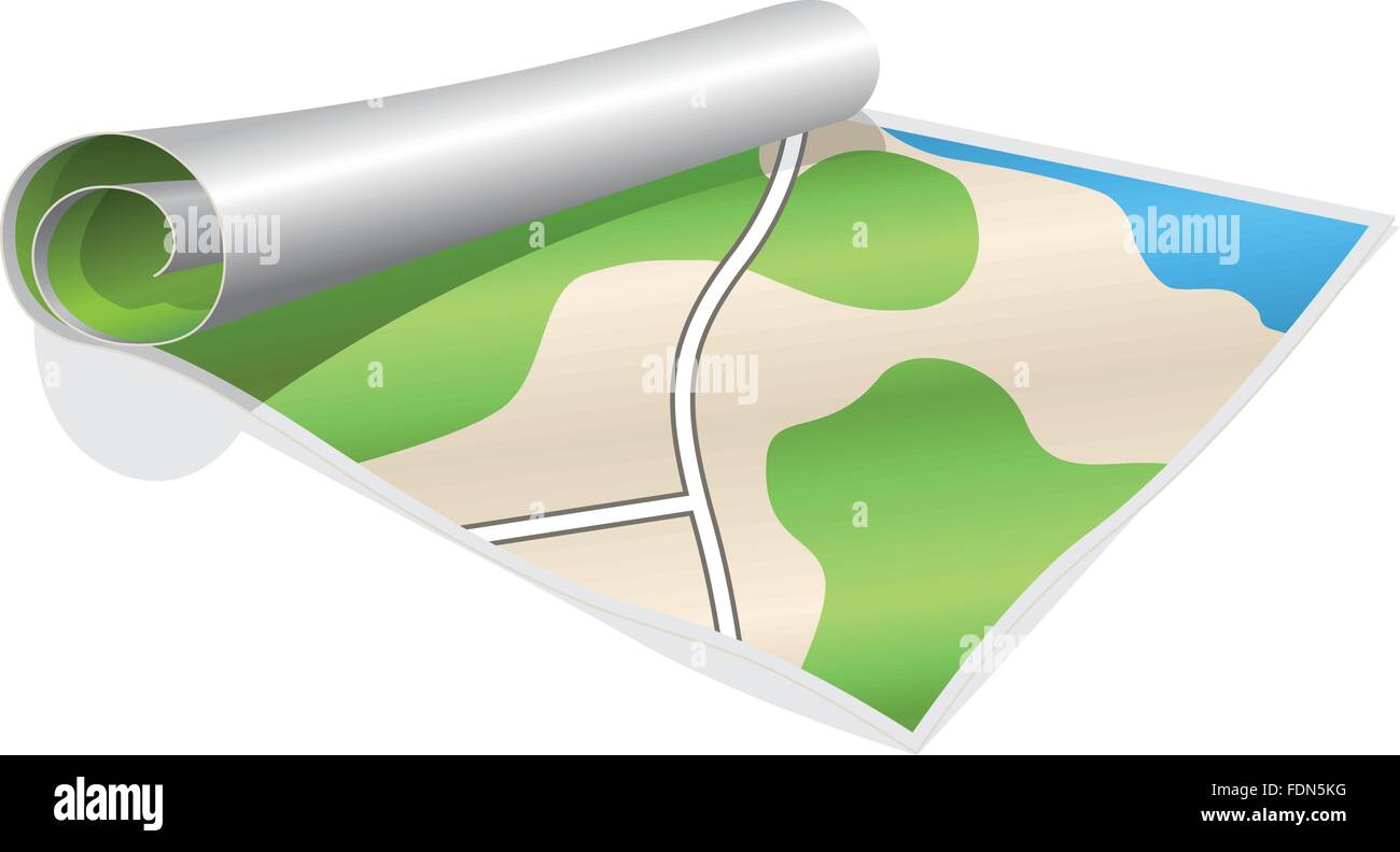 Rolled map vector illustration Stock Vector Image & Art - Alamy