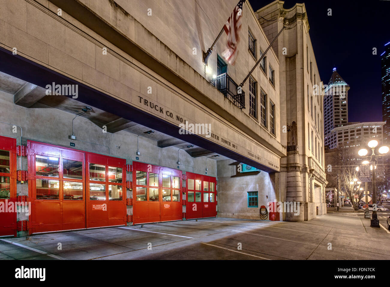 Fire Station in Seattle Washington USA. Photographed at twilight Stock ...