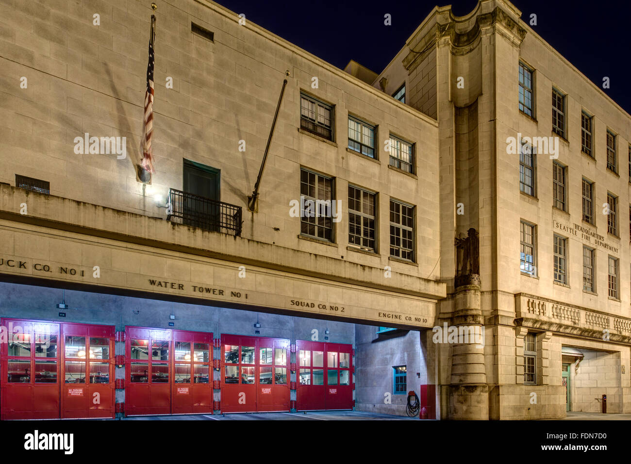 Fire Station in Seattle Washington USA. Photographed at twilight Stock ...