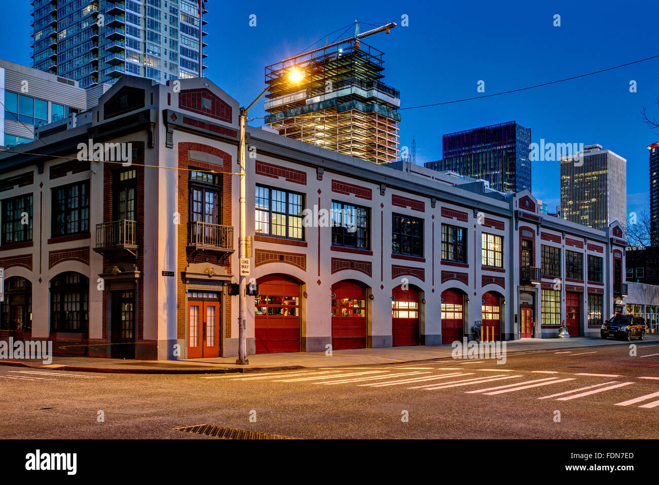 Fire Station in Seattle Washington USA. Photographed at twilight Stock ...