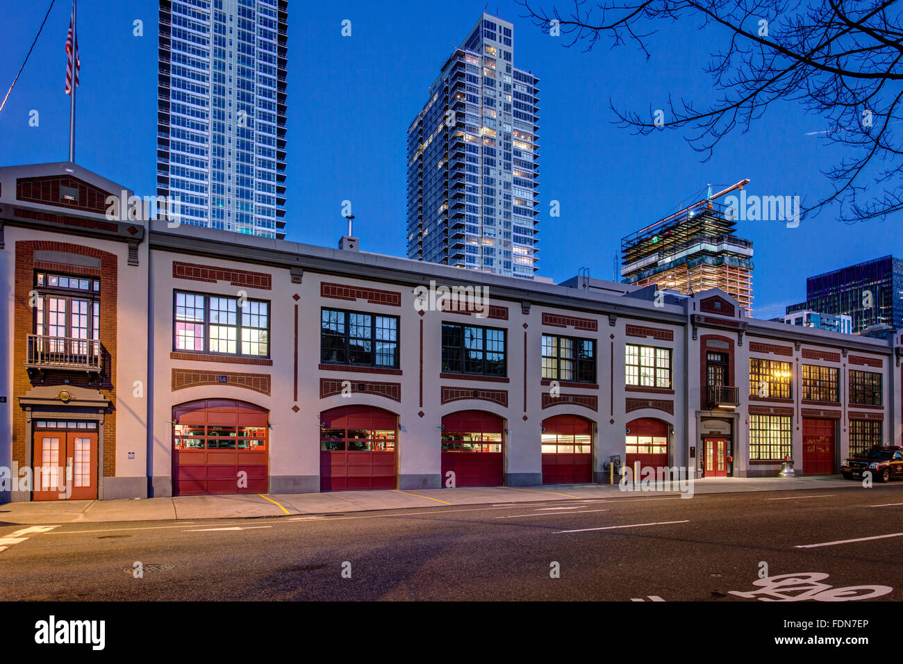Fire Station in Seattle Washington USA. Photographed at twilight Stock ...