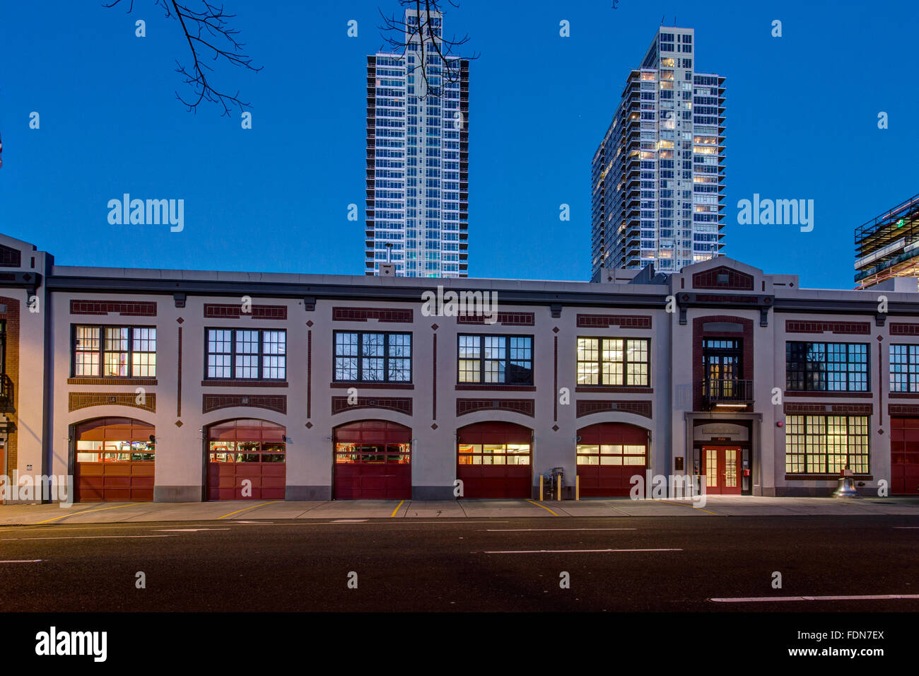 Fire Station in Seattle Washington USA. Photographed at twilight Stock ...