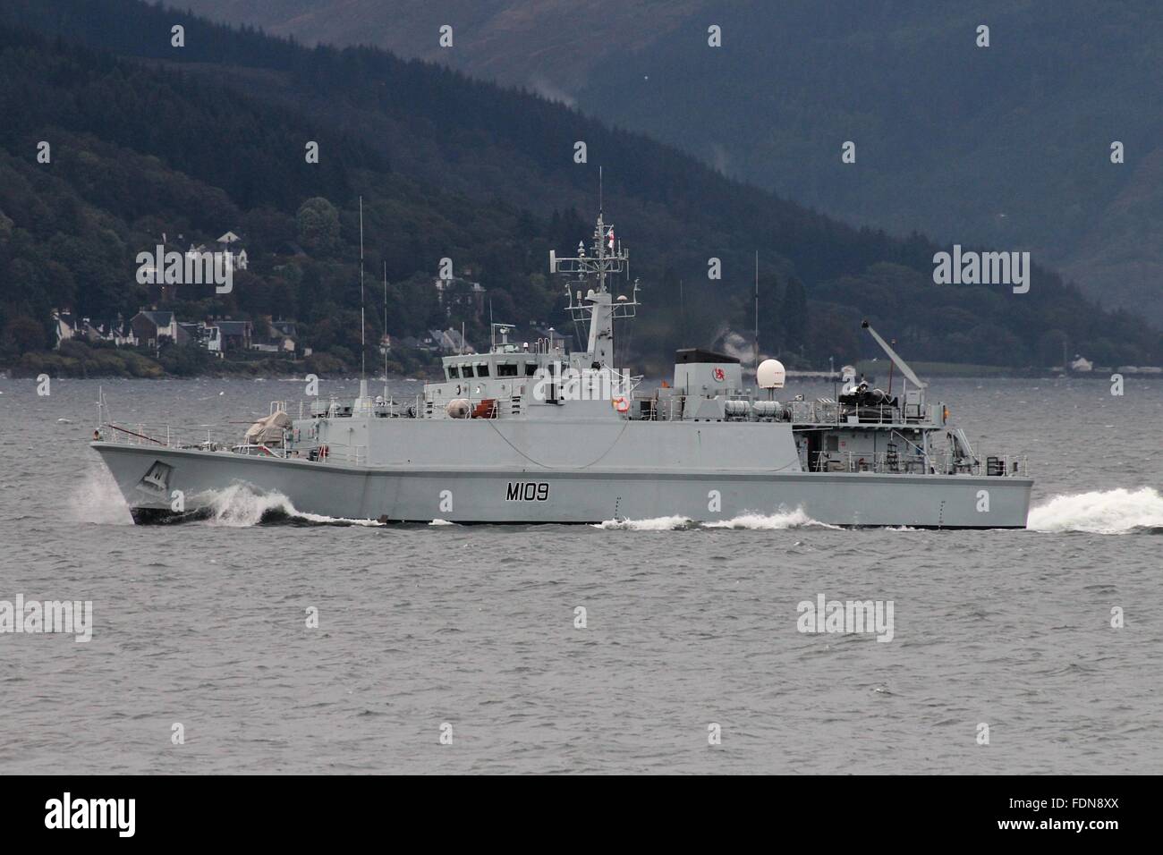 The Royal Navy's HMS Bangor (M109) takes the lead as the mine ...