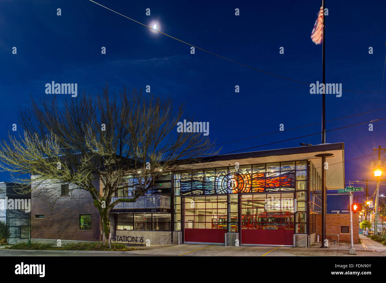 Fire Station in Seattle Washington USA. Photographed at twilight Stock ...