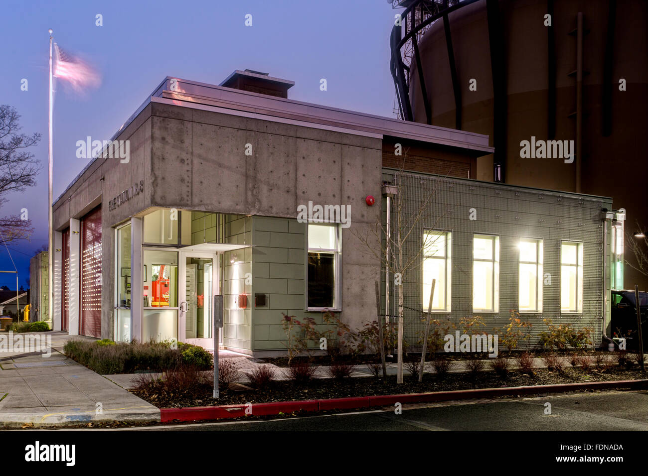 Fire Station in Seattle Washington USA. Photographed at twilight Stock ...