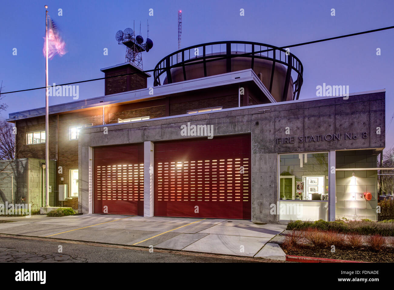 Fire Station in Seattle Washington USA. Photographed at twilight Stock ...