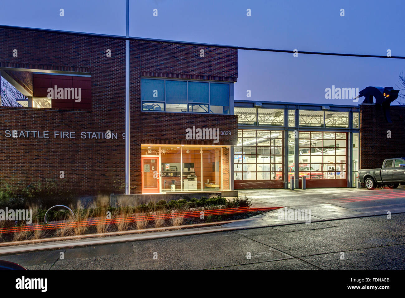Fire Station in Seattle Washington USA. Photographed at twilight Stock ...
