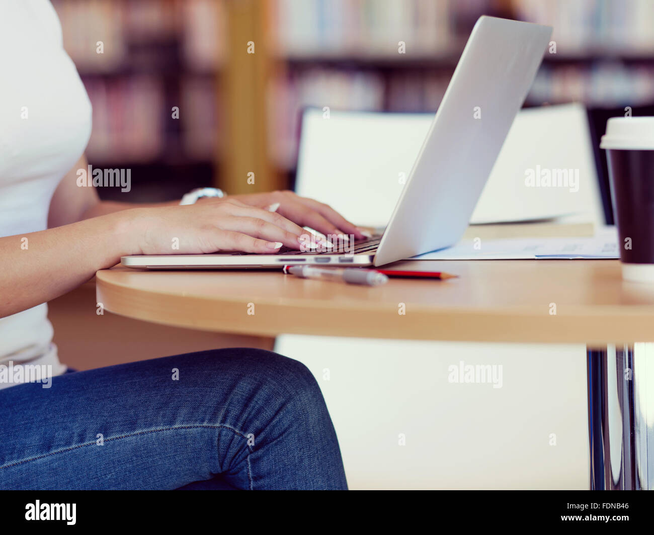 Close up hands scrolling laptop hi-res stock photography and images - Alamy