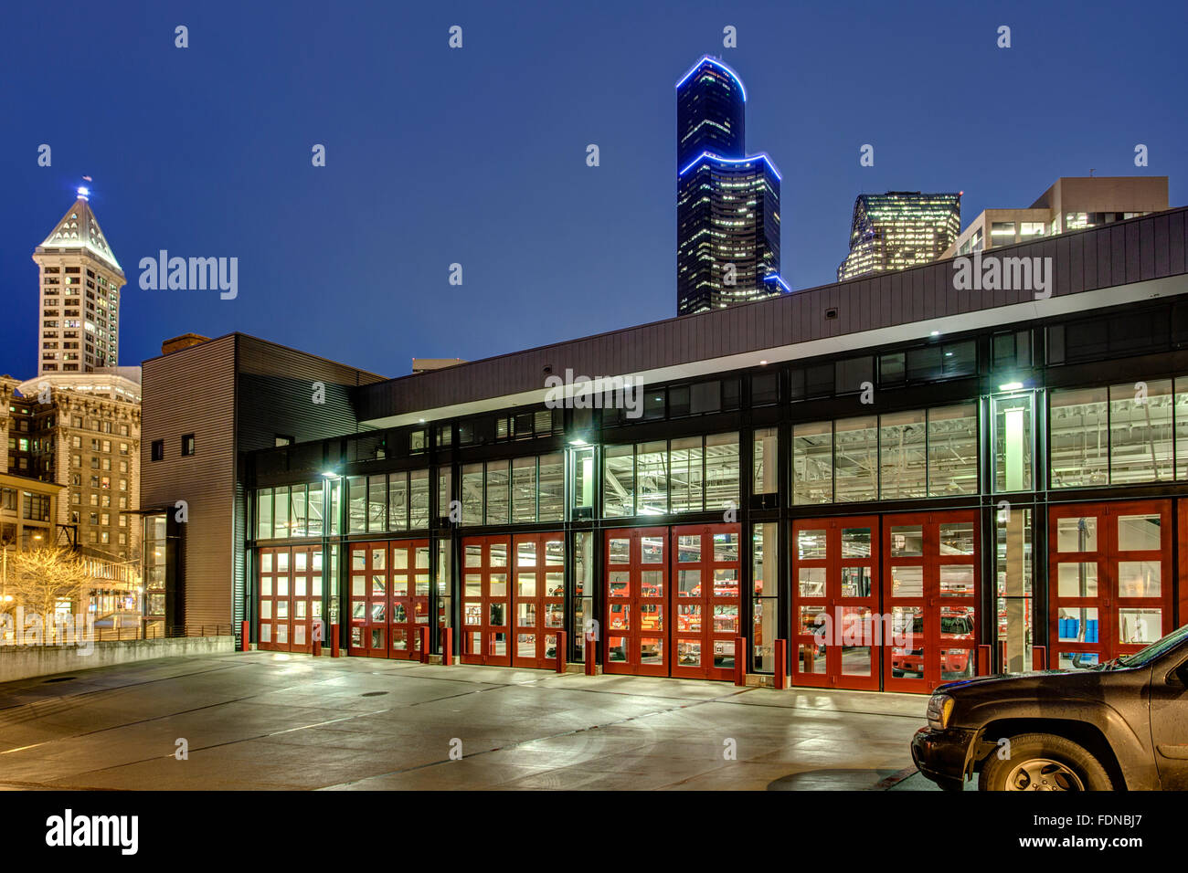 Fire Station in Seattle Washington USA. Photographed at twilight Stock ...