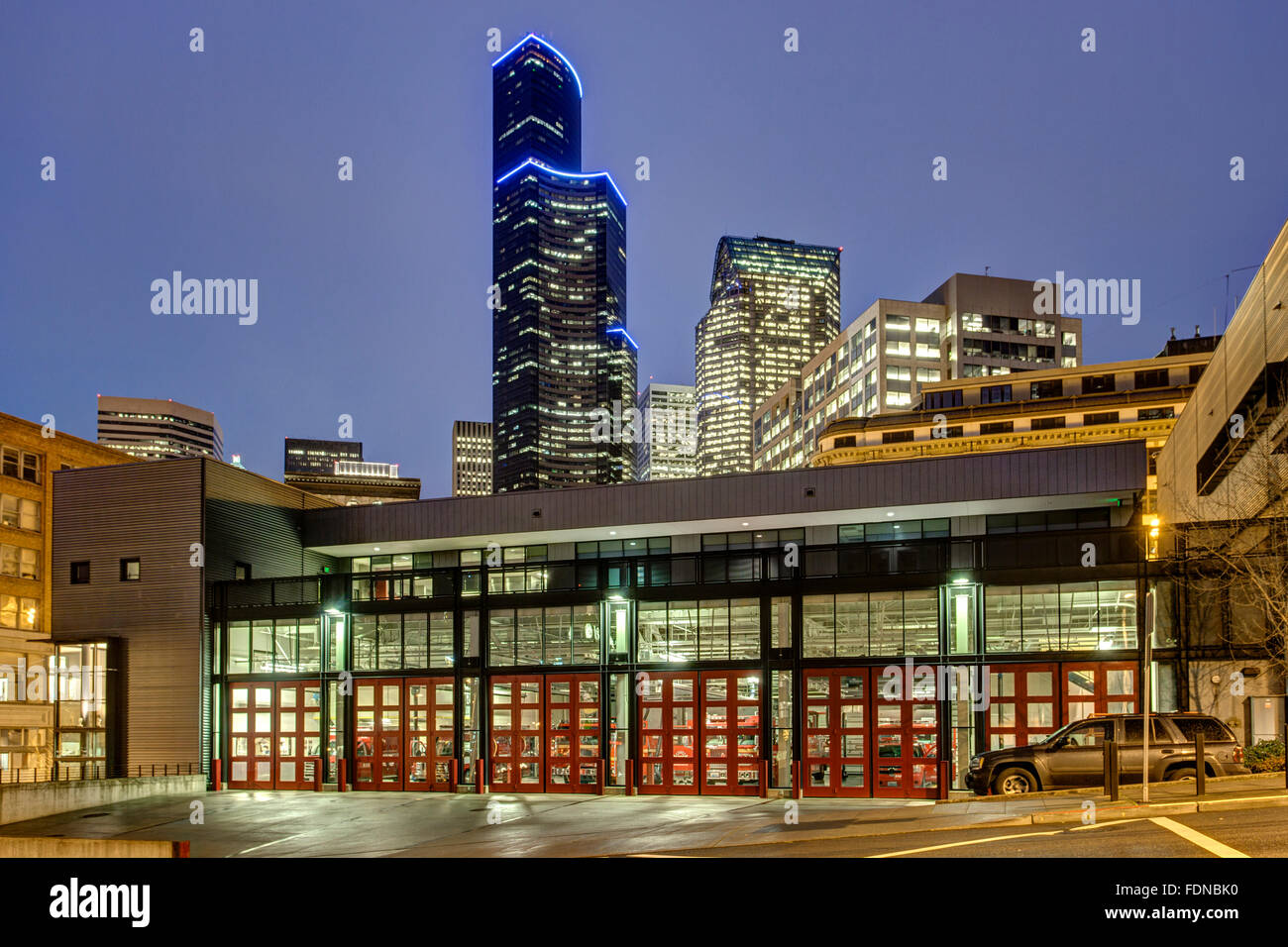 Fire Station in Seattle Washington USA. Photographed at twilight Stock ...