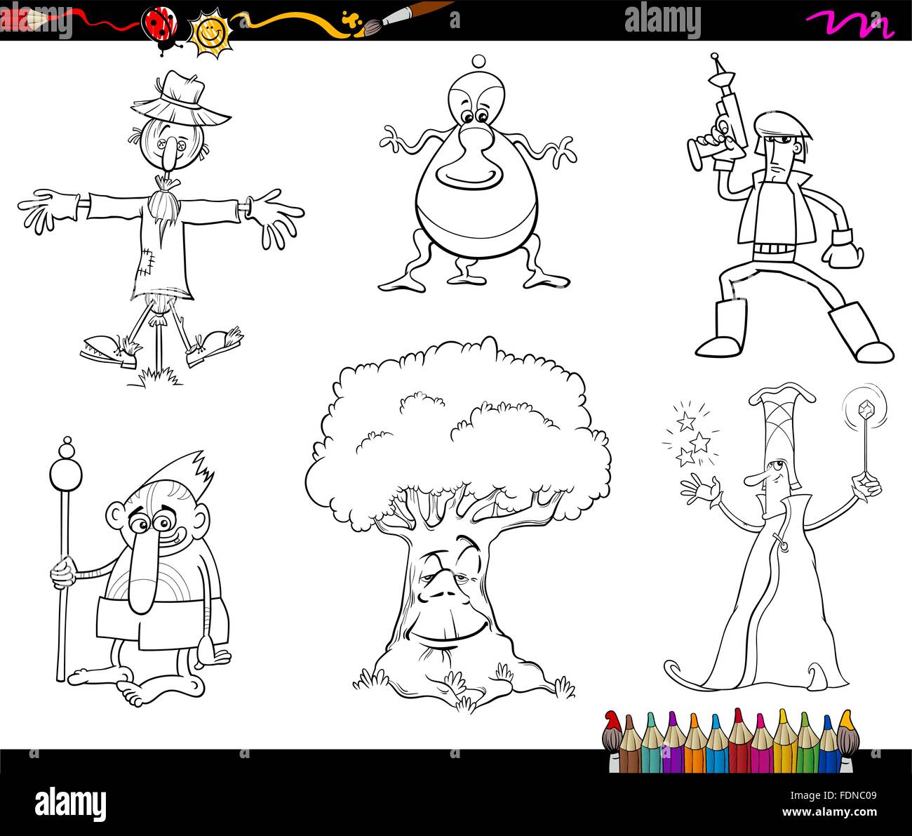 Black and White Cartoon Illustrations of Fairy Tale or Fantasy ...