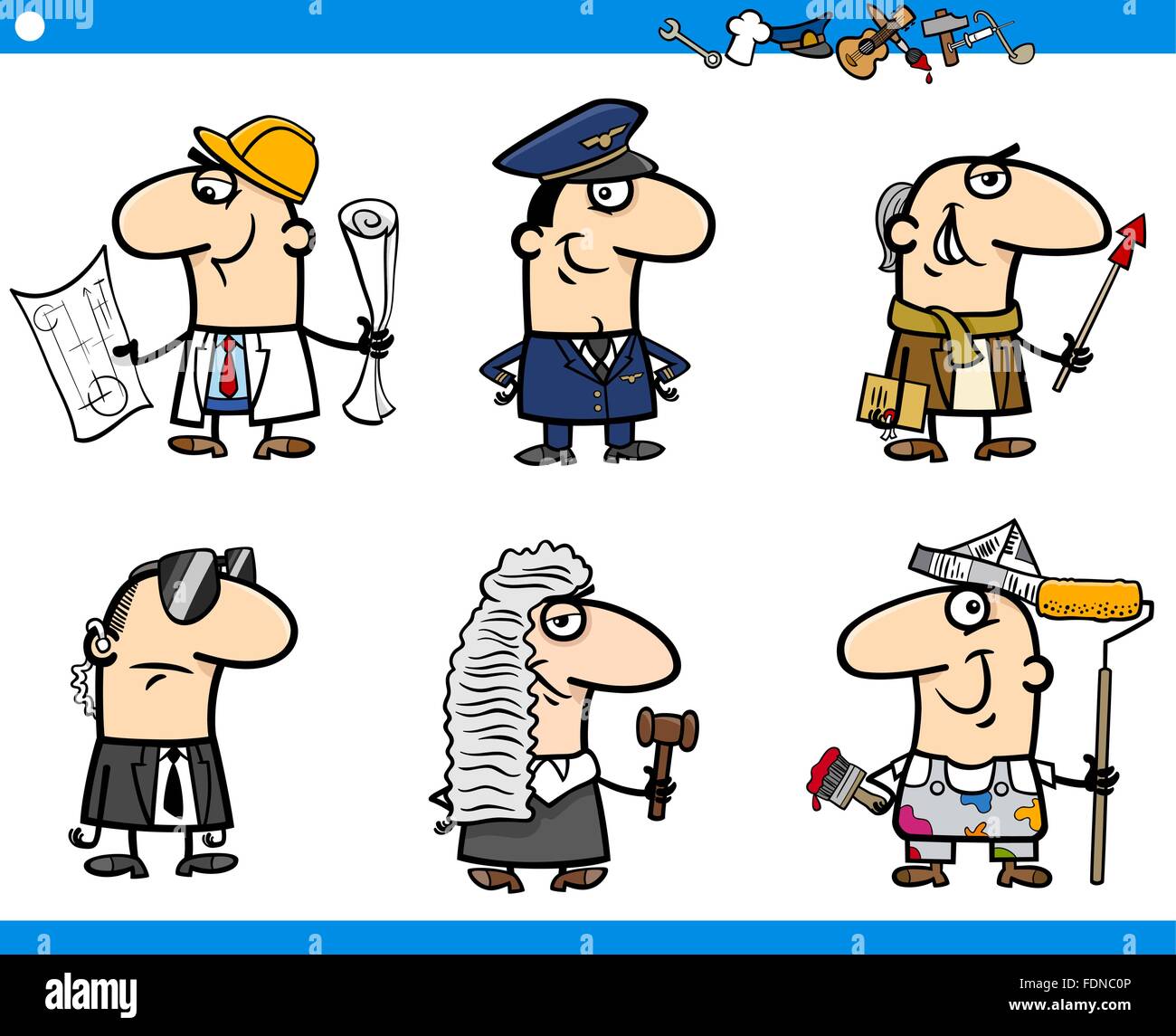 Cartoon Illustration of Professionalist People Occupations Characters ...
