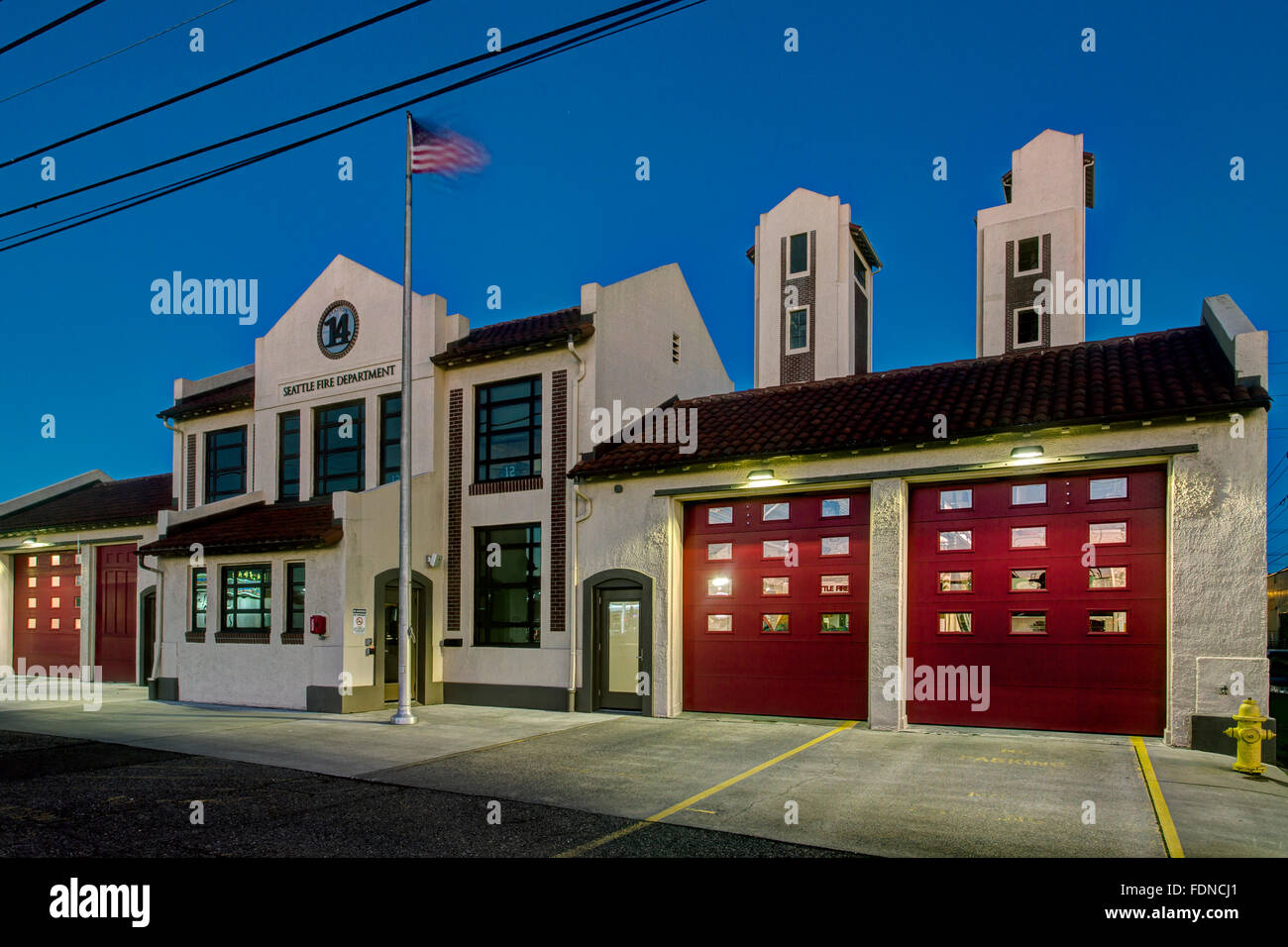 Fire Station in Seattle Washington USA. Photographed at twilight Stock ...